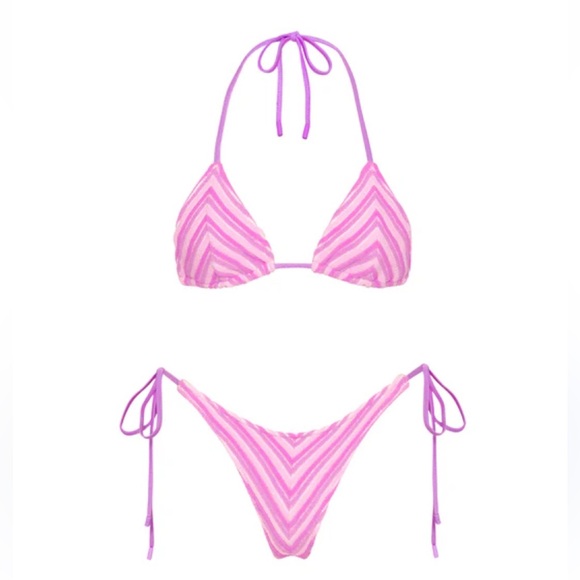 triangl swimwear | Swim | Triangl Pink And Purple Striped Bikini Set ...